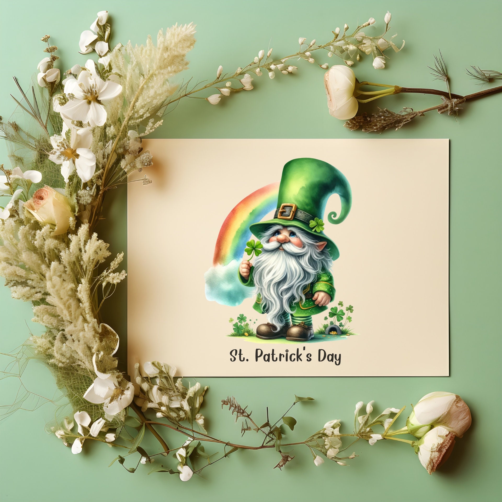 St Patricks Day Gnomes Png, Cute Gnomes Clipart, Patrick Day Watercolor ...