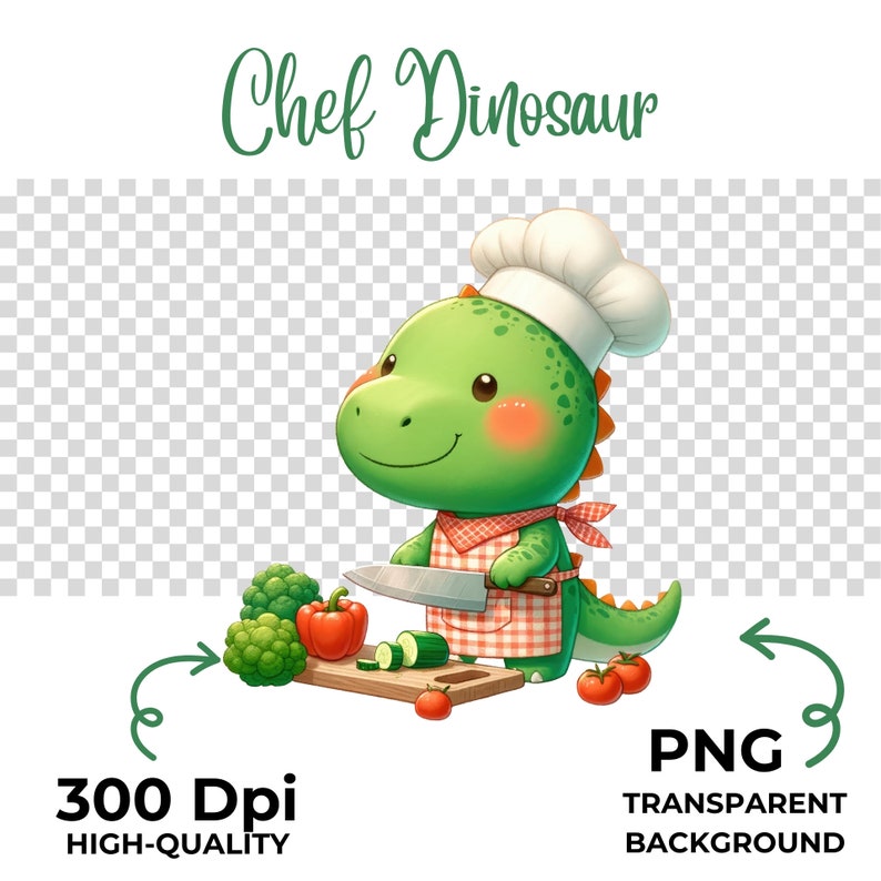 Watercolor Chef Dinosaur Clipar, Dinosaur PNG, Chef Clipart, Dinosaur ...