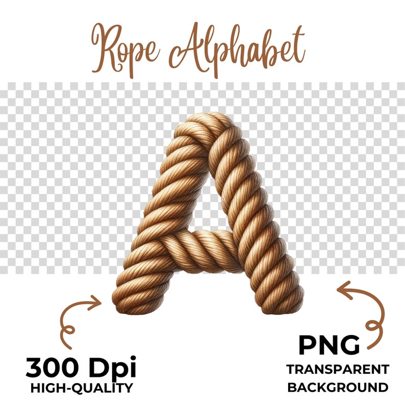 Rope Alphabet and Number Clipart Bundle, Rope PNG, Rope Letters Clipart ...