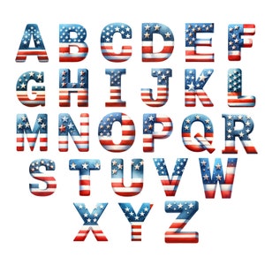 Independence Day Letter Clipart, Patriotic Alphabet, Alphabet ...