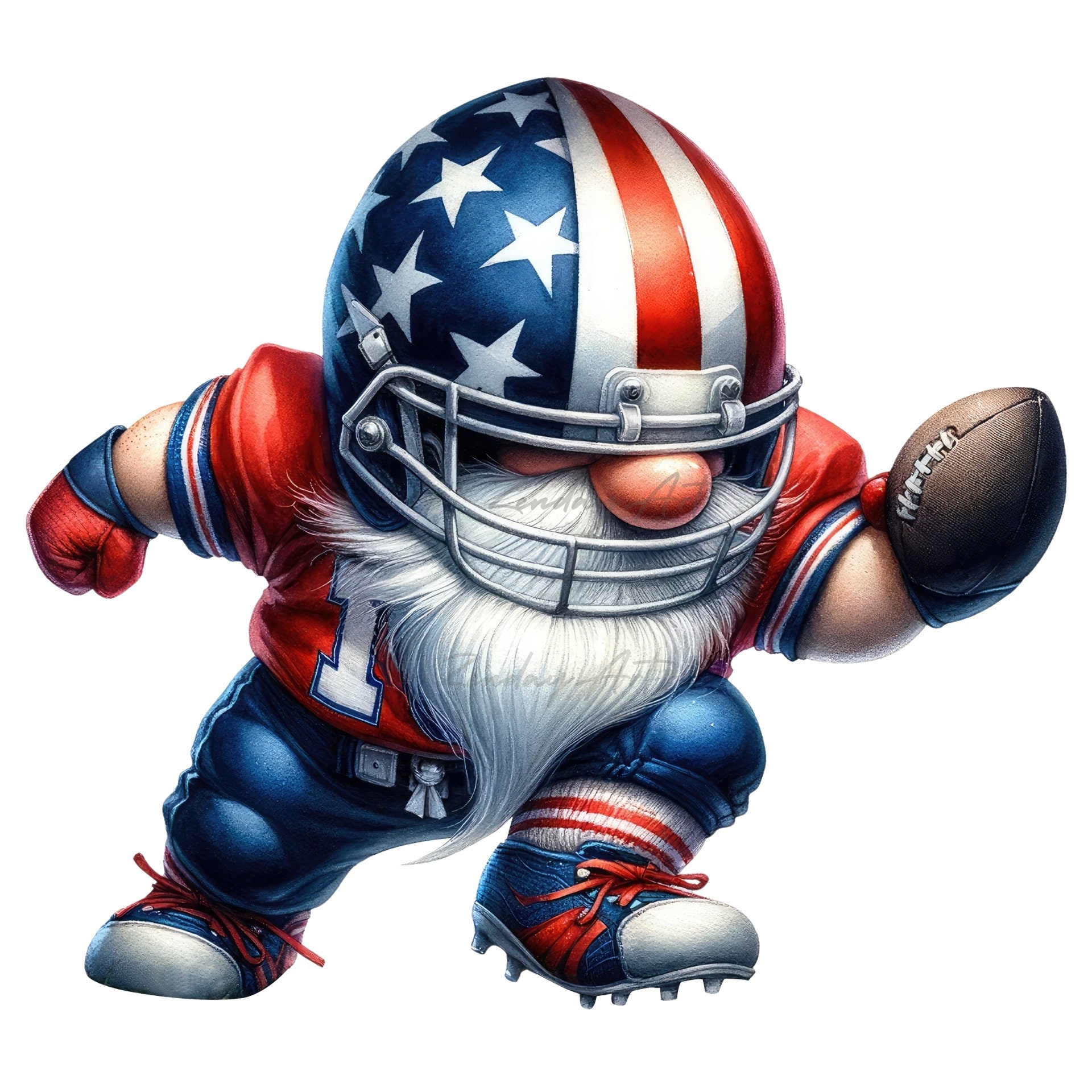 Watercolor American Football Gnome Clipart, Sport Gnomes Clipart ...