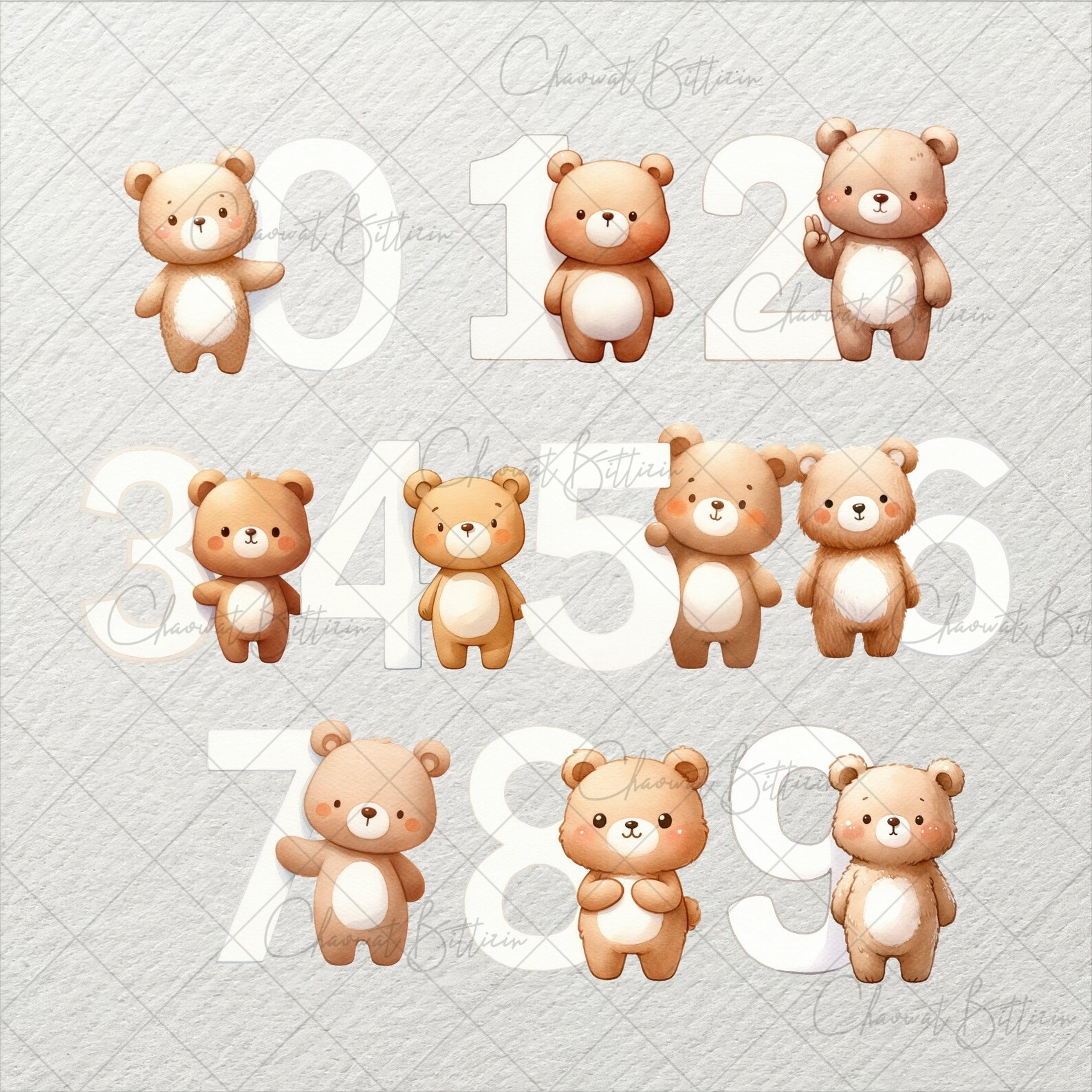 Teddy Bear Alphabet Clipart Watercolor Bear Letters PNG - Etsy