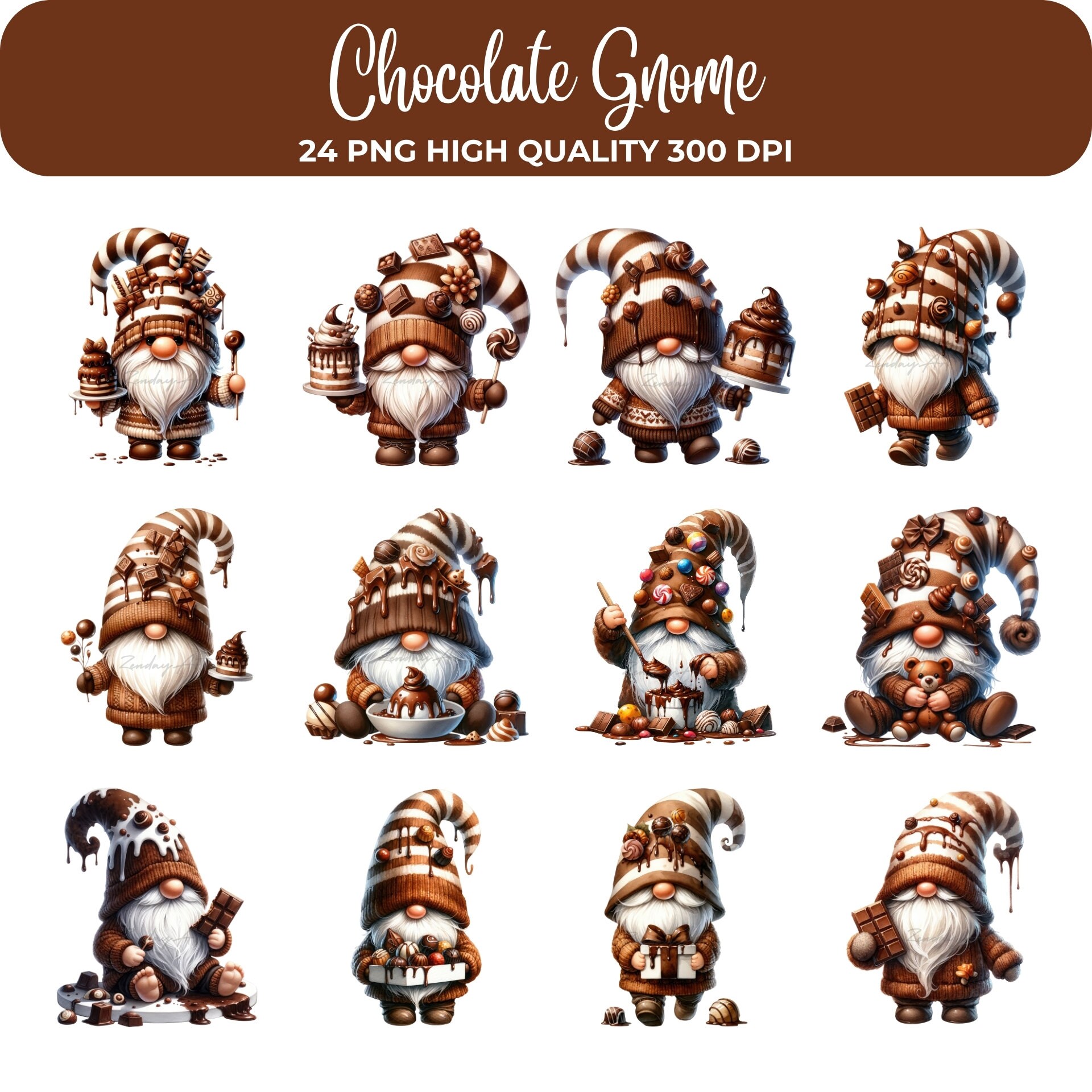 Watercolor Chocolate Gnome Clipart, Chocolate Gnome PNG, Cute Gnome ...