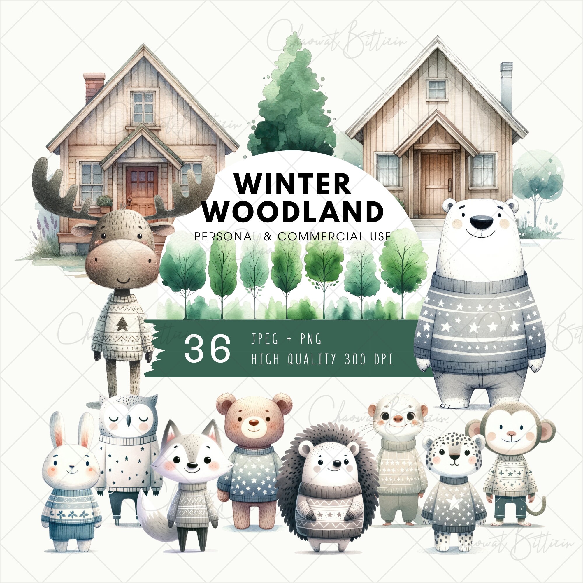 Watercolor Woodland Animals, Forest Animals, Woodland Animal Clipart ...