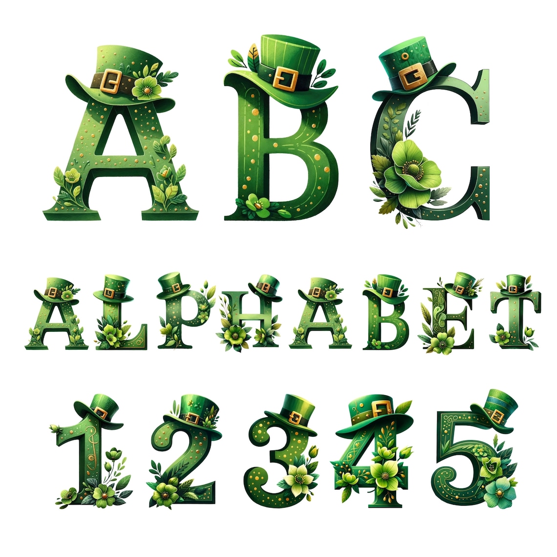 St. Patrick Alphabet Clipart, Alphabet PNG, Letters Clipart, Nursery ...