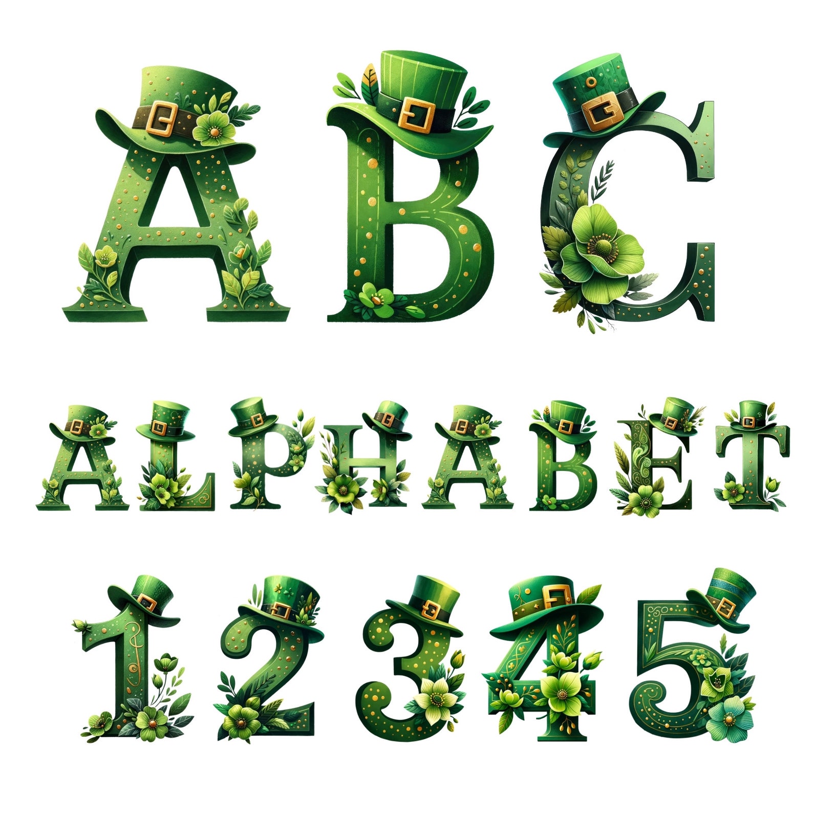 St. Patrick Alphabet Clipart, Alphabet PNG, Letters Clipart, Nursery ...