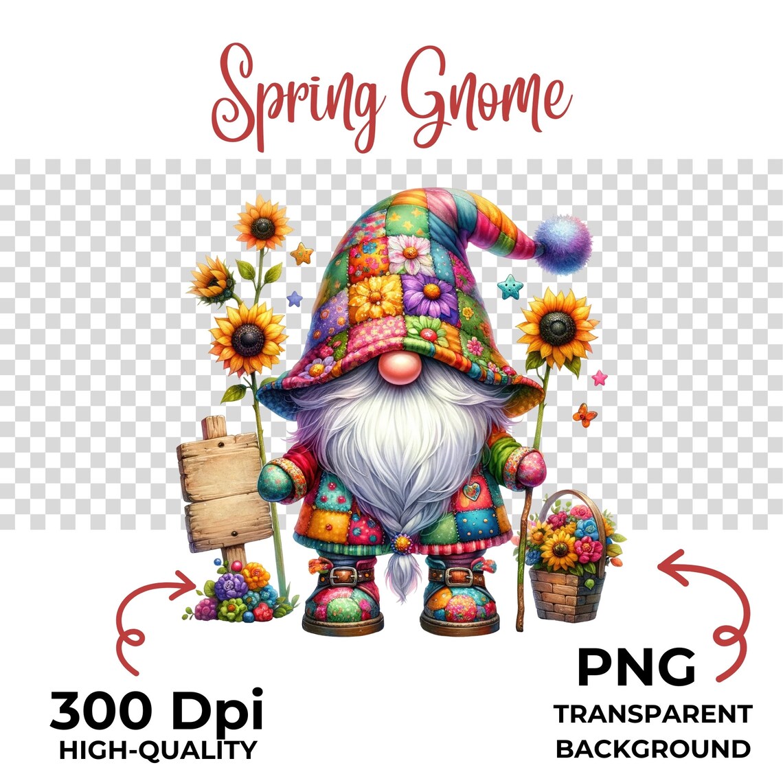 Spring Gnomes Clipart Bundle, Flowers Gnomes PNG, Cute Gnome, Fantasy ...