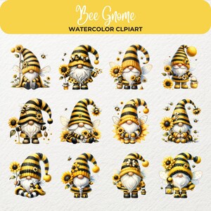 Watercolor Bee Gnome Clipart Bundle, Gnome Clipart, Spring Gnome Png ...