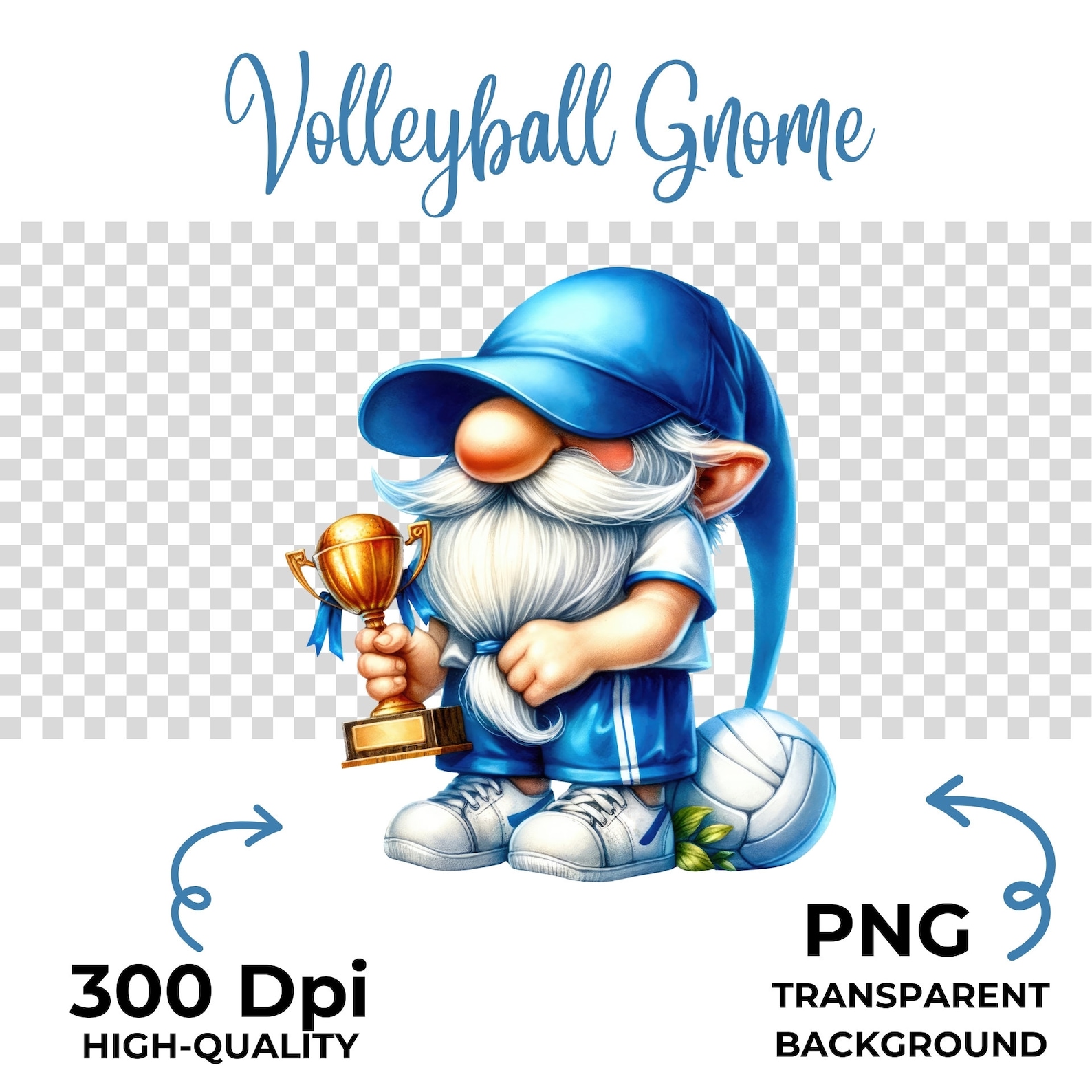 Volleyball Gnome Clipart, Watercolor Volleyball Gnome, Sport Gnome ...