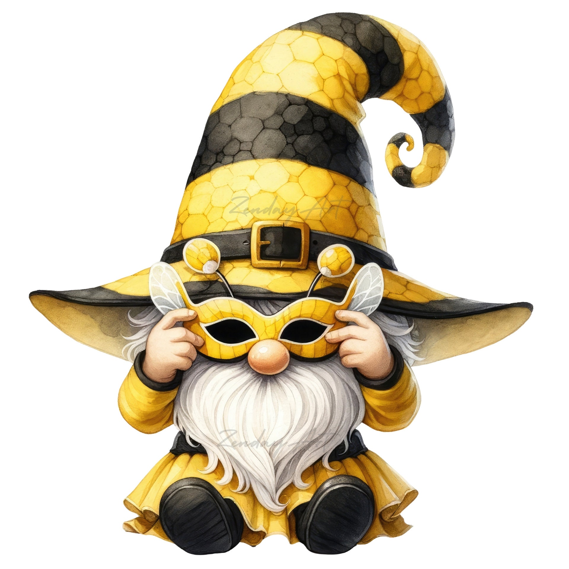 Watercolor Bee Gnome Clipart Png, Honey Bee Gnomes PNG, Watercolor ...