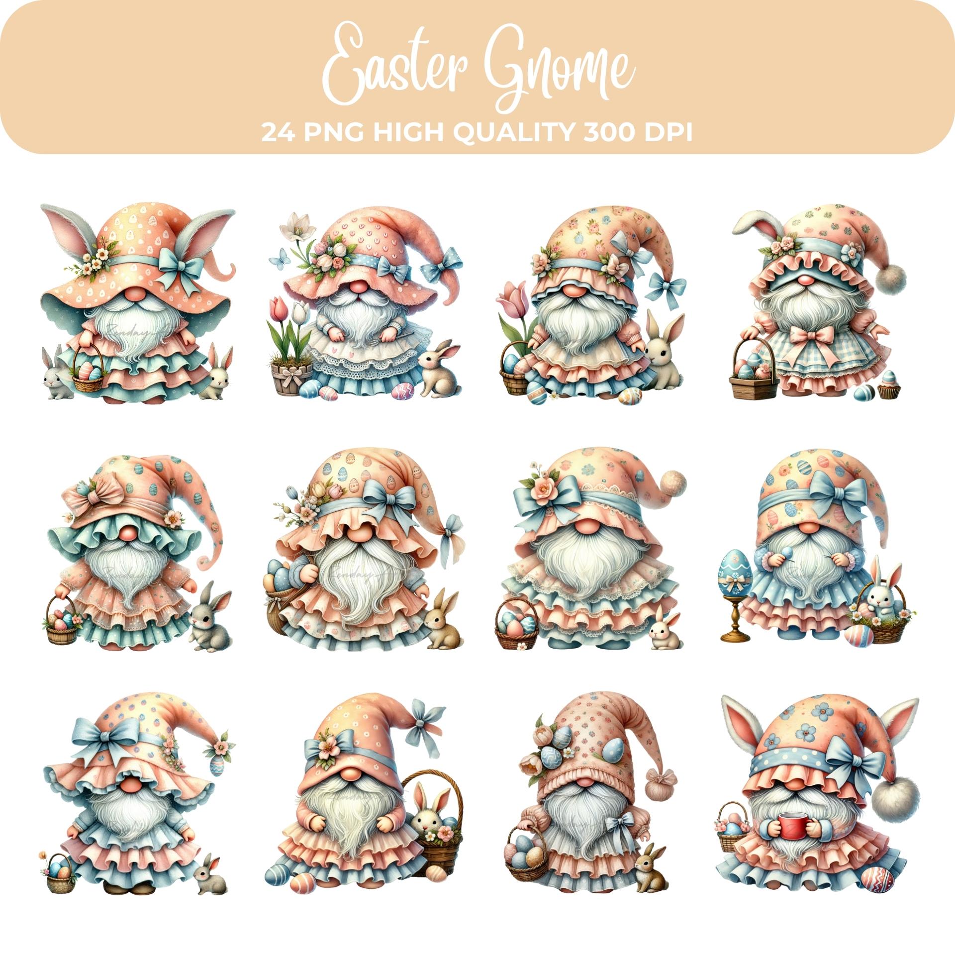 Watercolor Easter Gnome Clipart Bundle: Spring PNG Downloads - Etsy