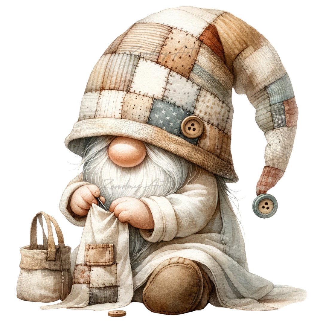 Crafting Gnome Clipart Bundle, Gnome Clip Art, Handcrafted Watercolor ...