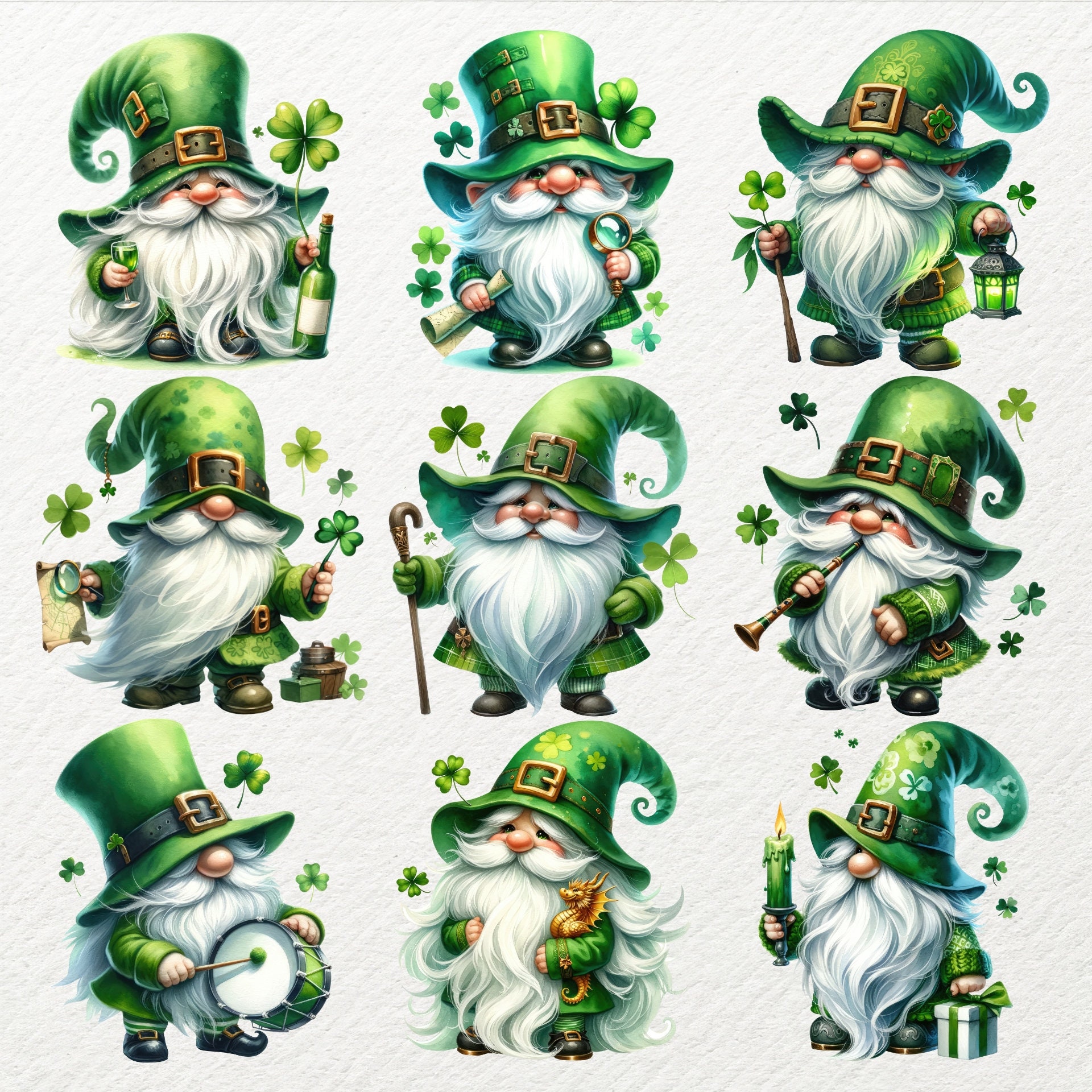 St Patricks Day Gnomes Png, Cute Gnomes Clipart, Patrick Day Watercolor ...