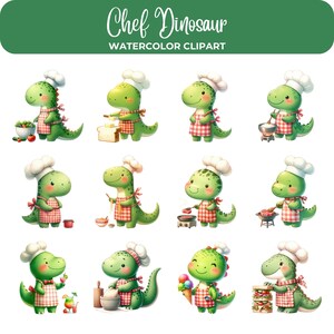 Watercolor Chef Dinosaur Clipar, Dinosaur PNG, Chef Clipart, Dinosaur ...
