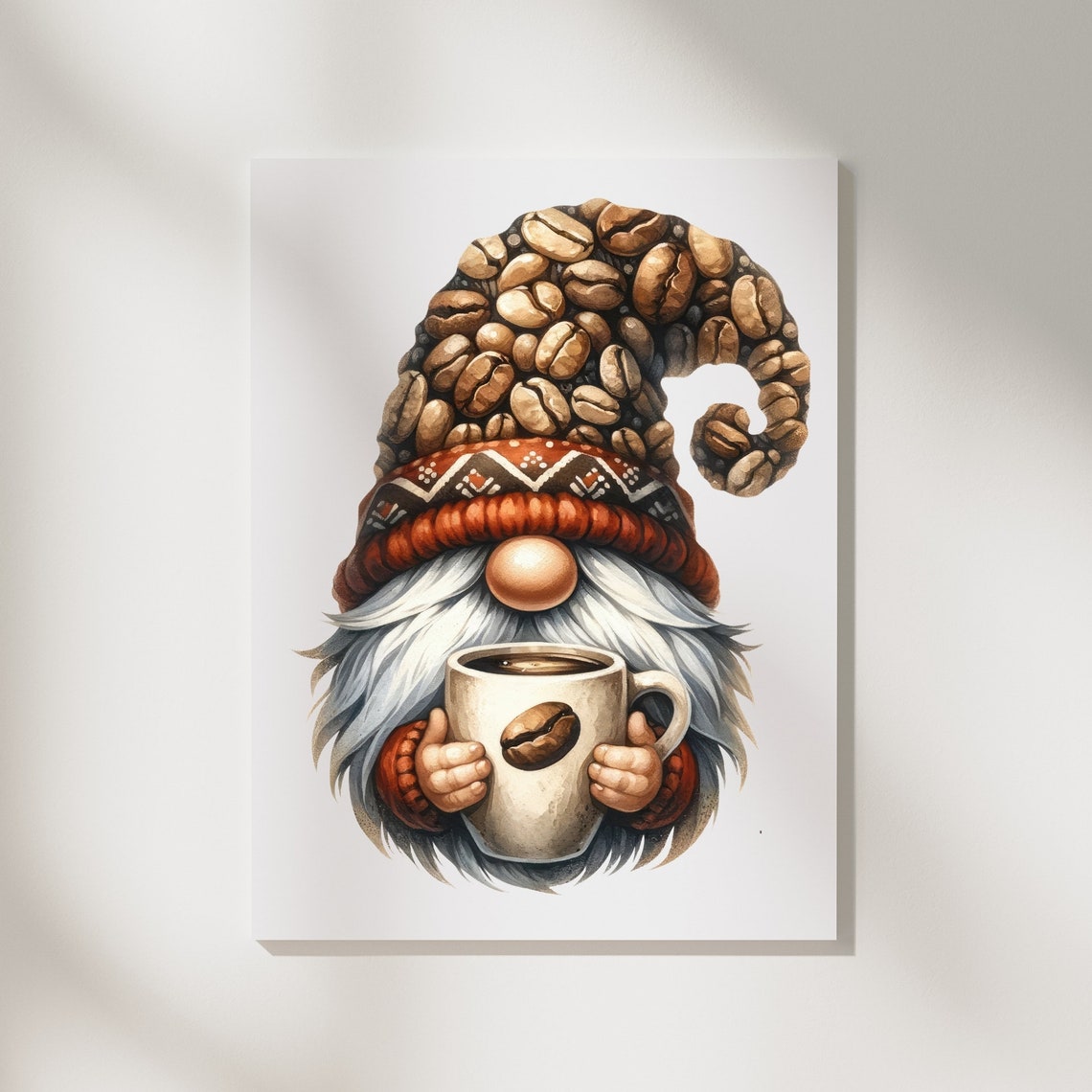Watercolor Coffee Lover Gnome Clipart, Coffee Gnome PNG, Coffee Latte ...