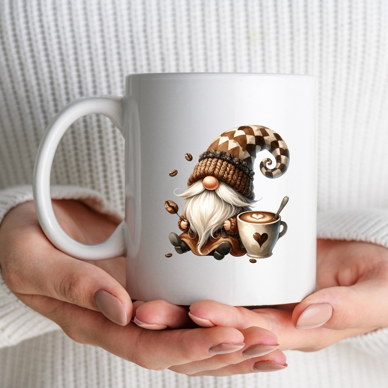 Watercolor Coffee Beans Lover, Coffee Gnomes PNG, Barista Gnomes, Cute ...