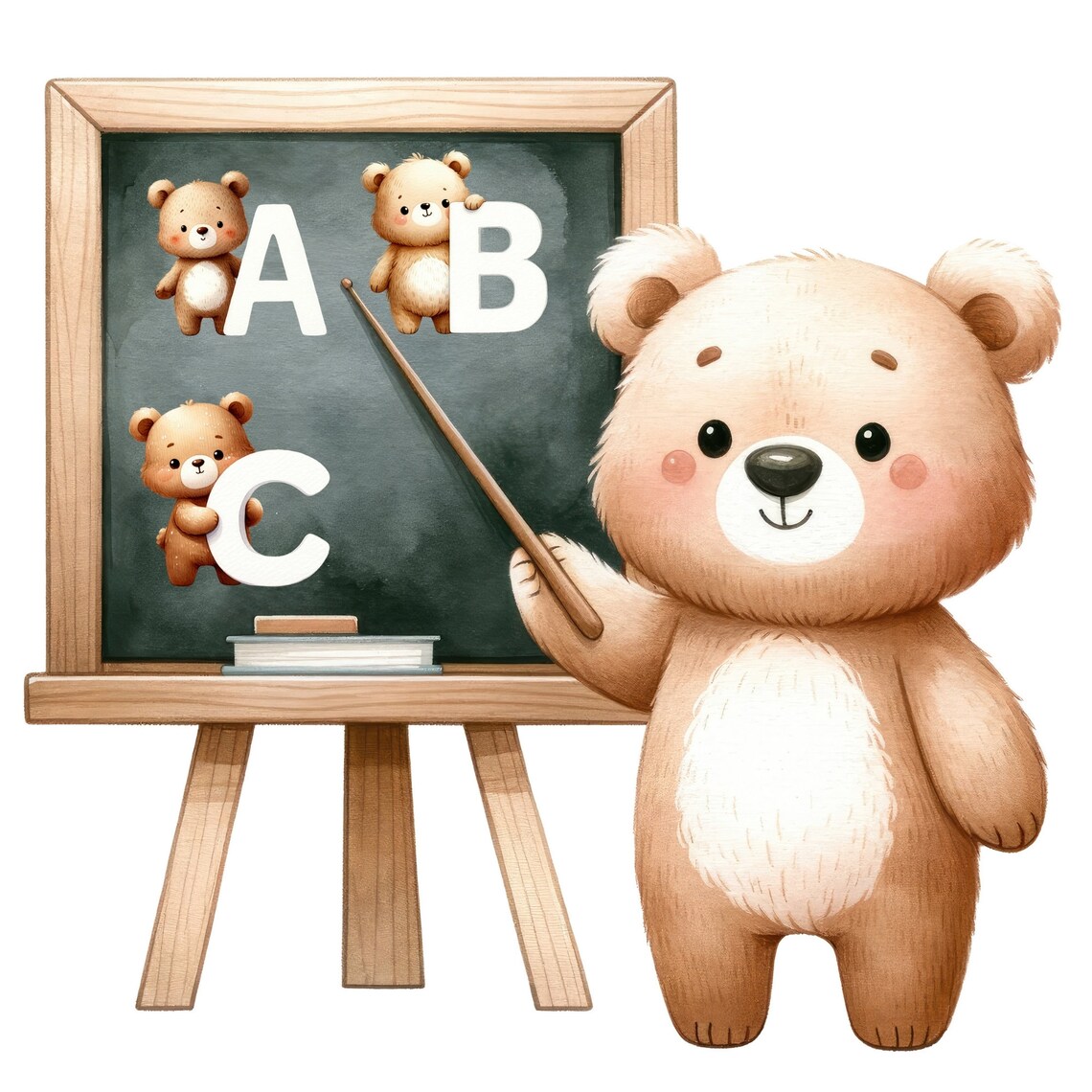 Teddy Bear Alphabet Clipart Watercolor Bear Letters PNG - Etsy