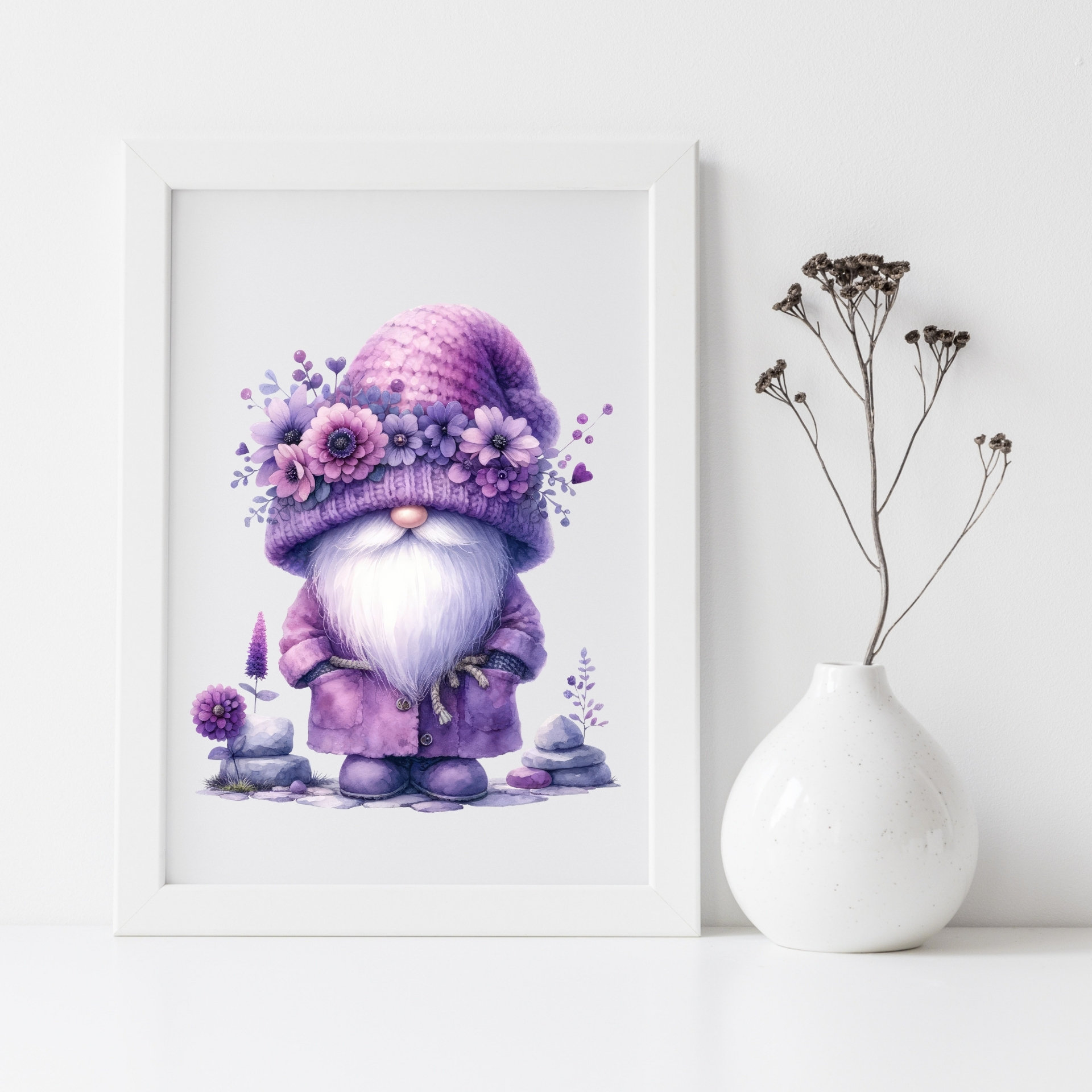 Purple Gnome Clipart, Gnome Clipart, Gnome Png, Watercolor Cute Gnome ...