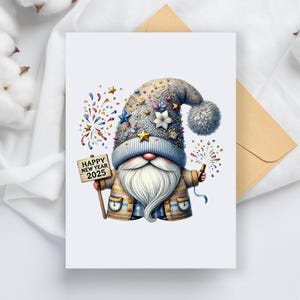 Watercolor Happy New Year Gnomes Clipart, Happy New Year, New Year ...