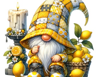 Watercolor Lemon Gnome Clipart, Lemon Gnome Clipart, Cute Gnome PNG ...