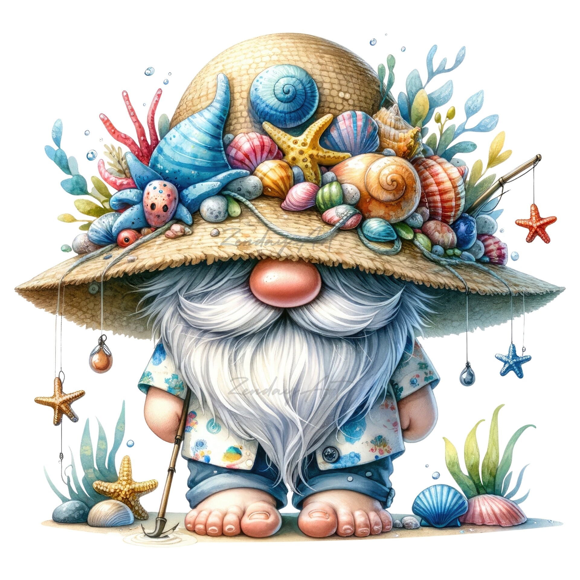 Watercolor Summer Beach Gnome Clipart, Gnome Summer Beach Clipart ...