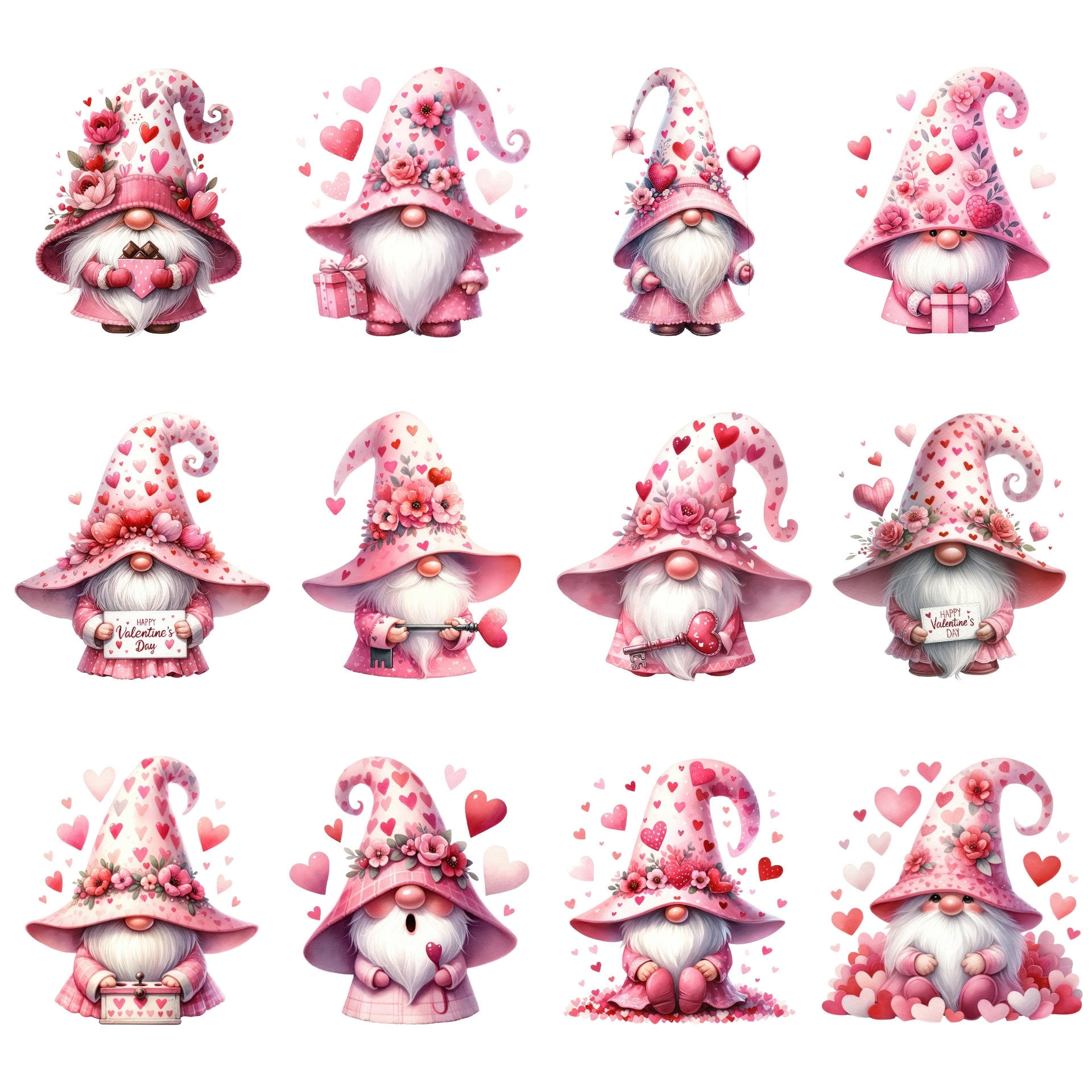 Valentines Gnome Clipart Bundle, Valentines Clipart, Valentines PNG ...