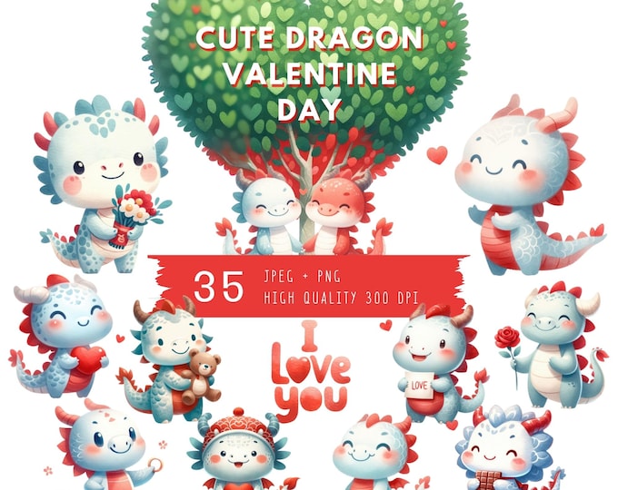 Premium Vector Clipart - Kawaii Valentines Day Dragons - Valentines Day ...