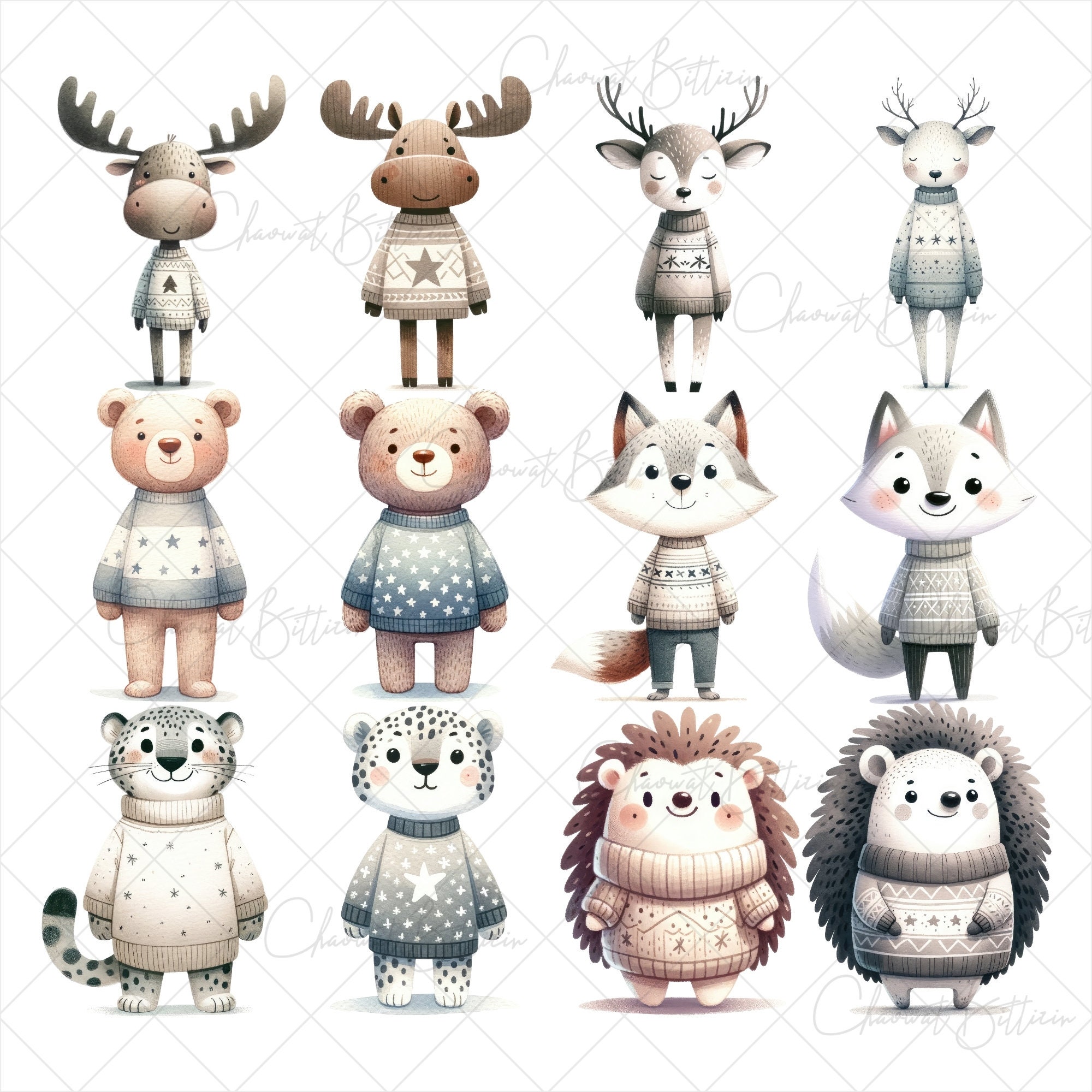 Watercolor Woodland Animals, Forest Animals, Woodland Animal Clipart ...