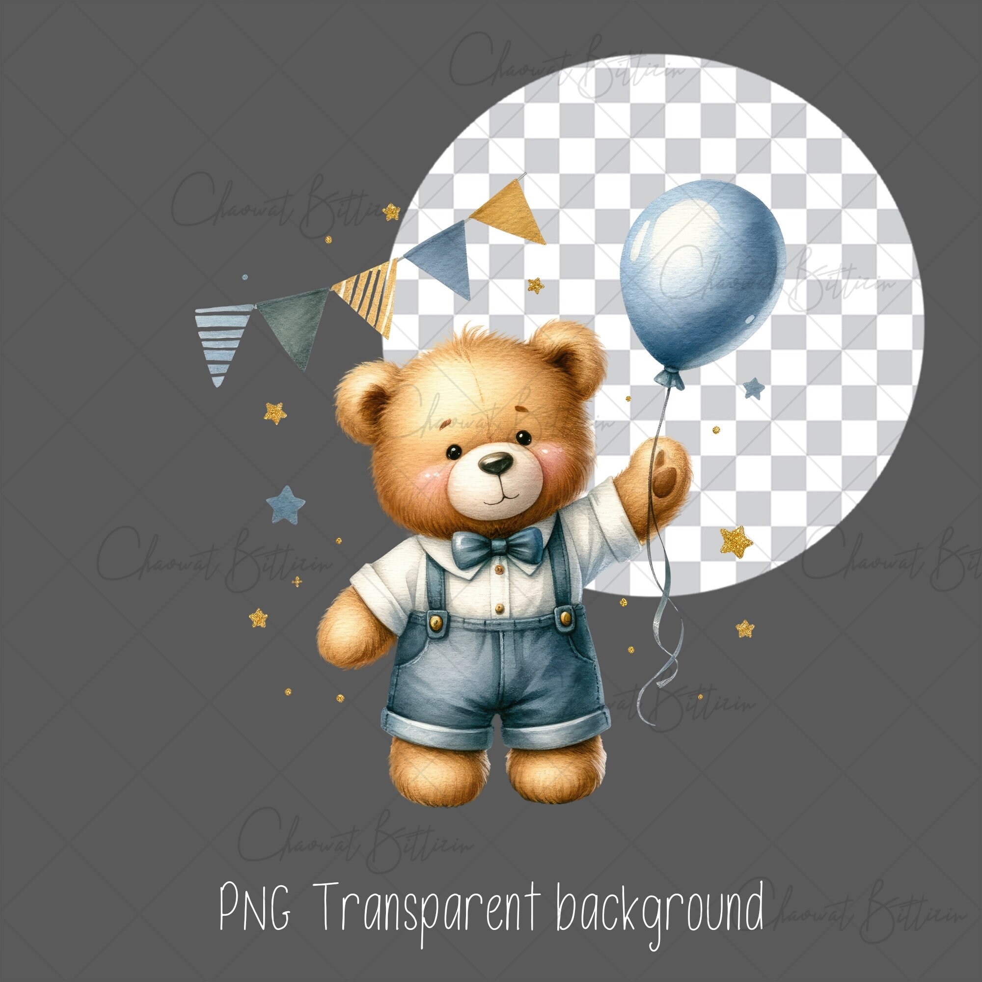 Teddy Bear Celebrates Happy New Year Clipart, Watercolor New Year's Eve ...