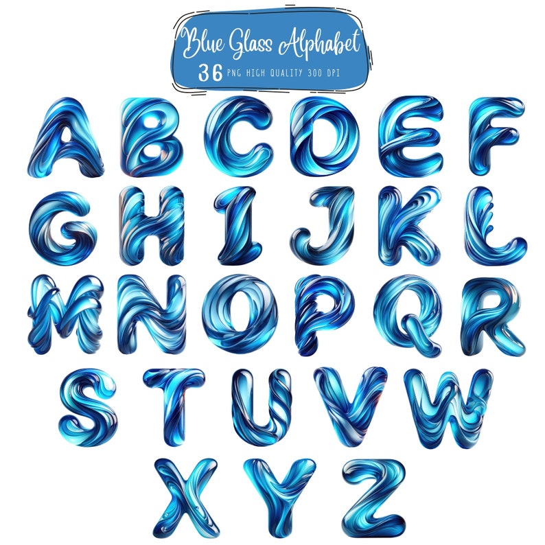 Blue Alphabet Clipart, Alphabet A-Z, Letters 0-9, Alphabet PNG, Letter ...