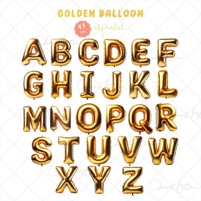 Golden Foil Letter Balloons Letter Number Clipart, Golden Balloon ...