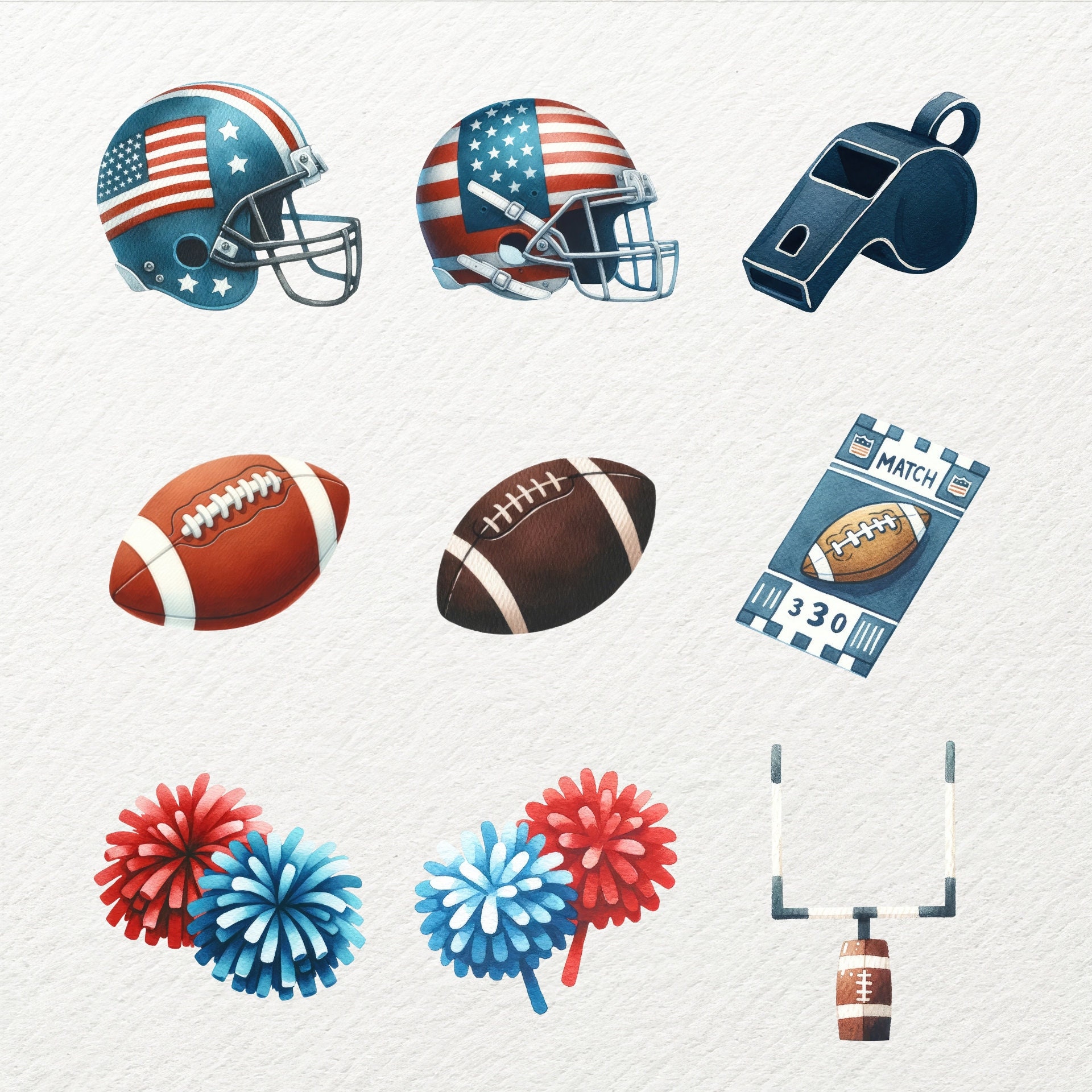 Watercolor American Football Gnome Clipart, Sport Gnomes Clipart ...
