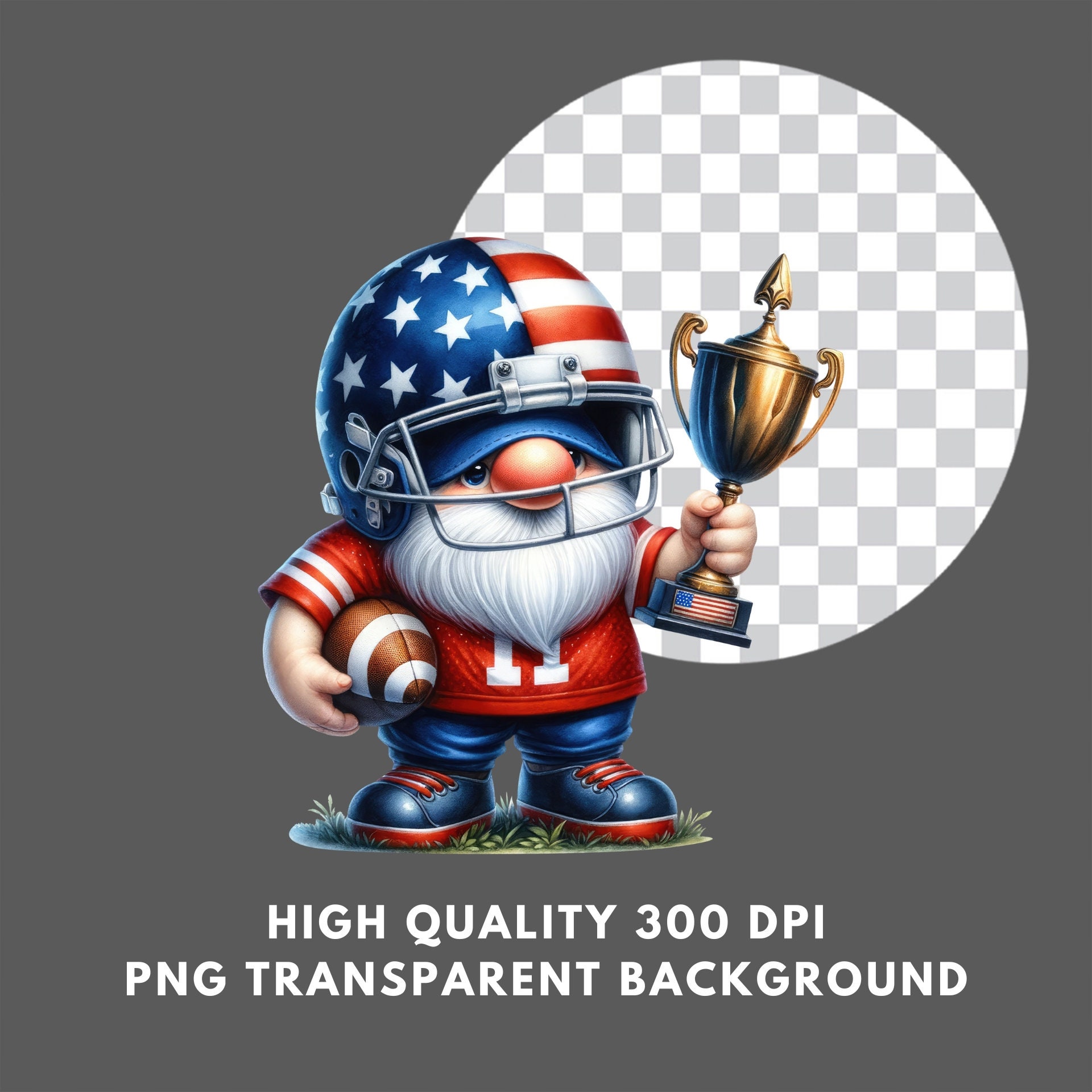 Watercolor American Football Gnome Clipart, Sport Gnomes Clipart ...