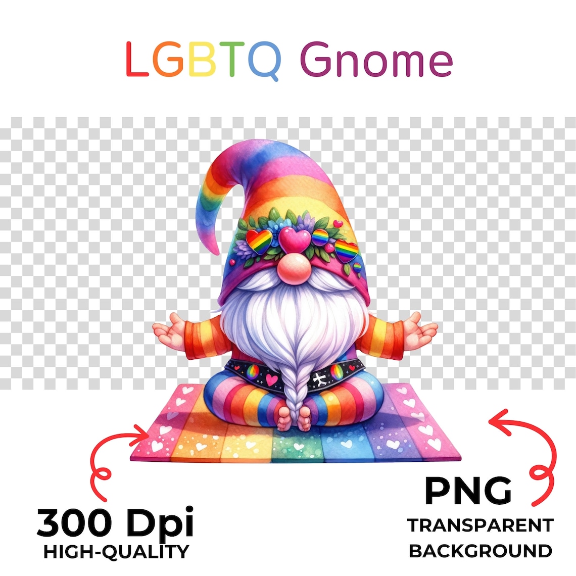 Watercolor LGBTQ Pride Gnome Clipart, Rainbow Gnome PNG, Couple Gnome ...