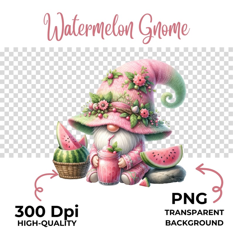 Watermelon Gnomes Clipart PNG, Watermelon PNG, Fruits Summer ...