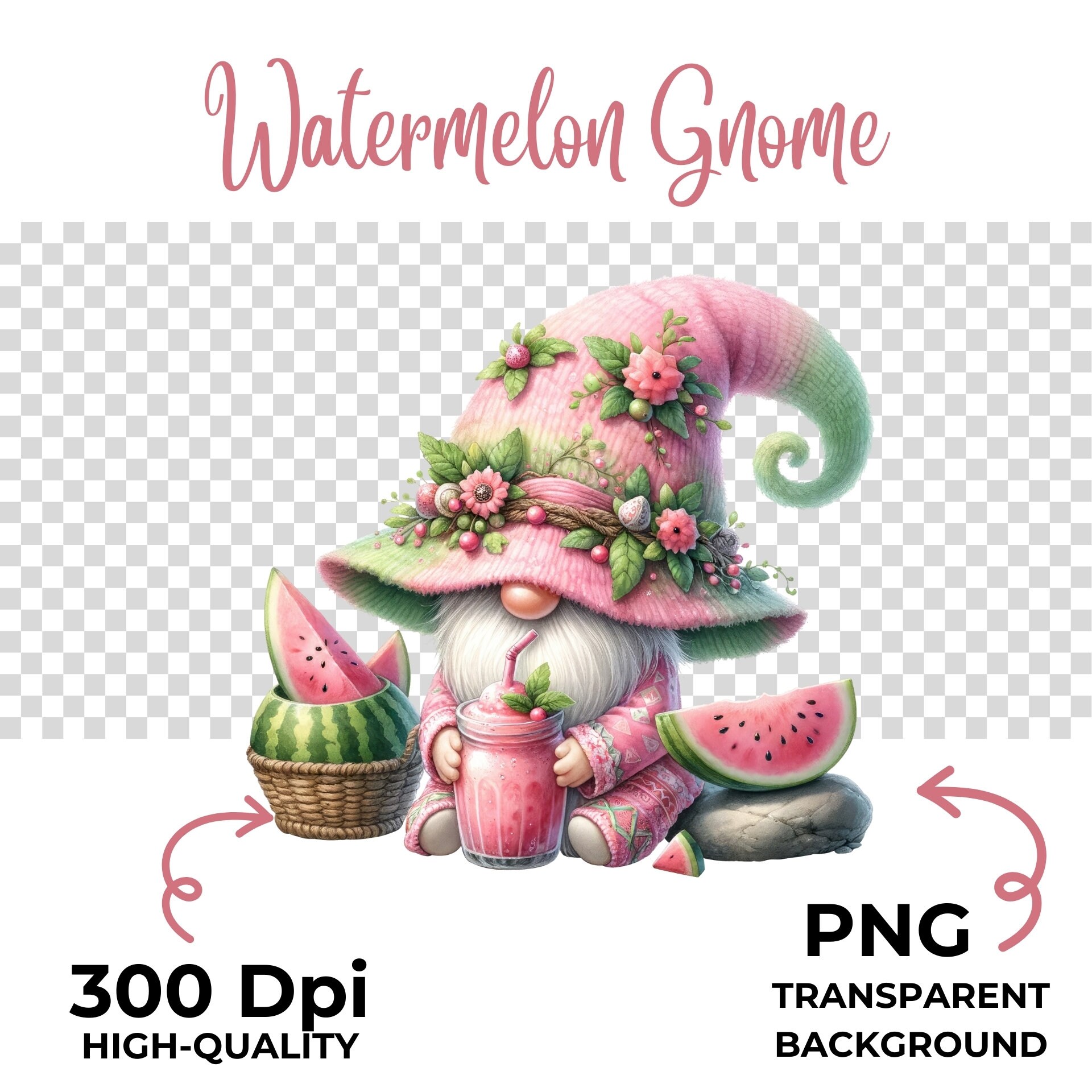 Watermelon Gnomes Clipart PNG, Watermelon PNG, Fruits Summer ...