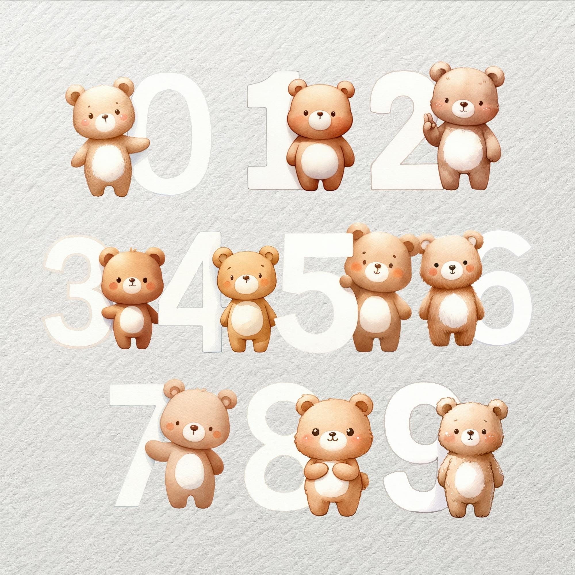 Teddy Bear Alphabet Clipart, Watercolor Bear Letters PNG, Brown Teddy ...