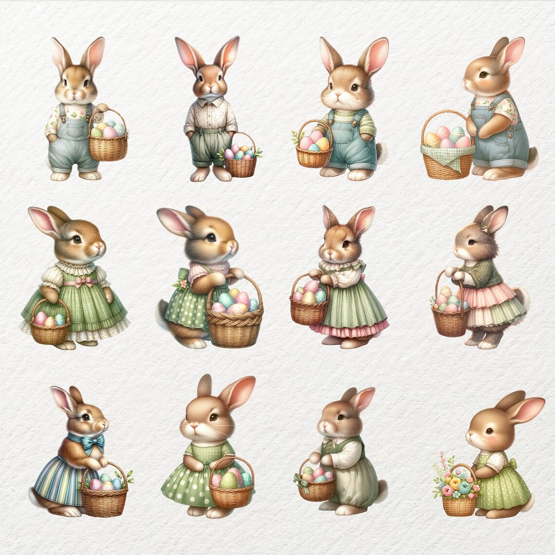 Watercolor Easter Clipart, Easter Bunnies PNG, Easter Clipart, Easter ...