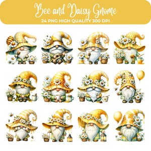 Watercolor Honey Bee Gnomes Clipart, Bee Gnome PNG, Cute Gnome ...