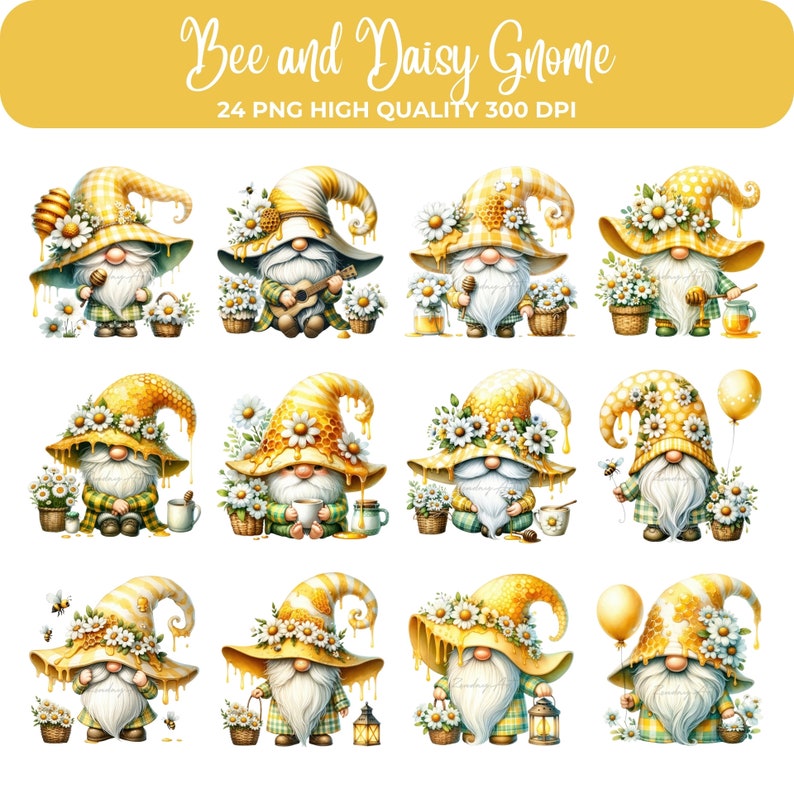 Watercolor Honey Bee Gnomes Clipart, Bee Gnome PNG, Cute Gnome ...