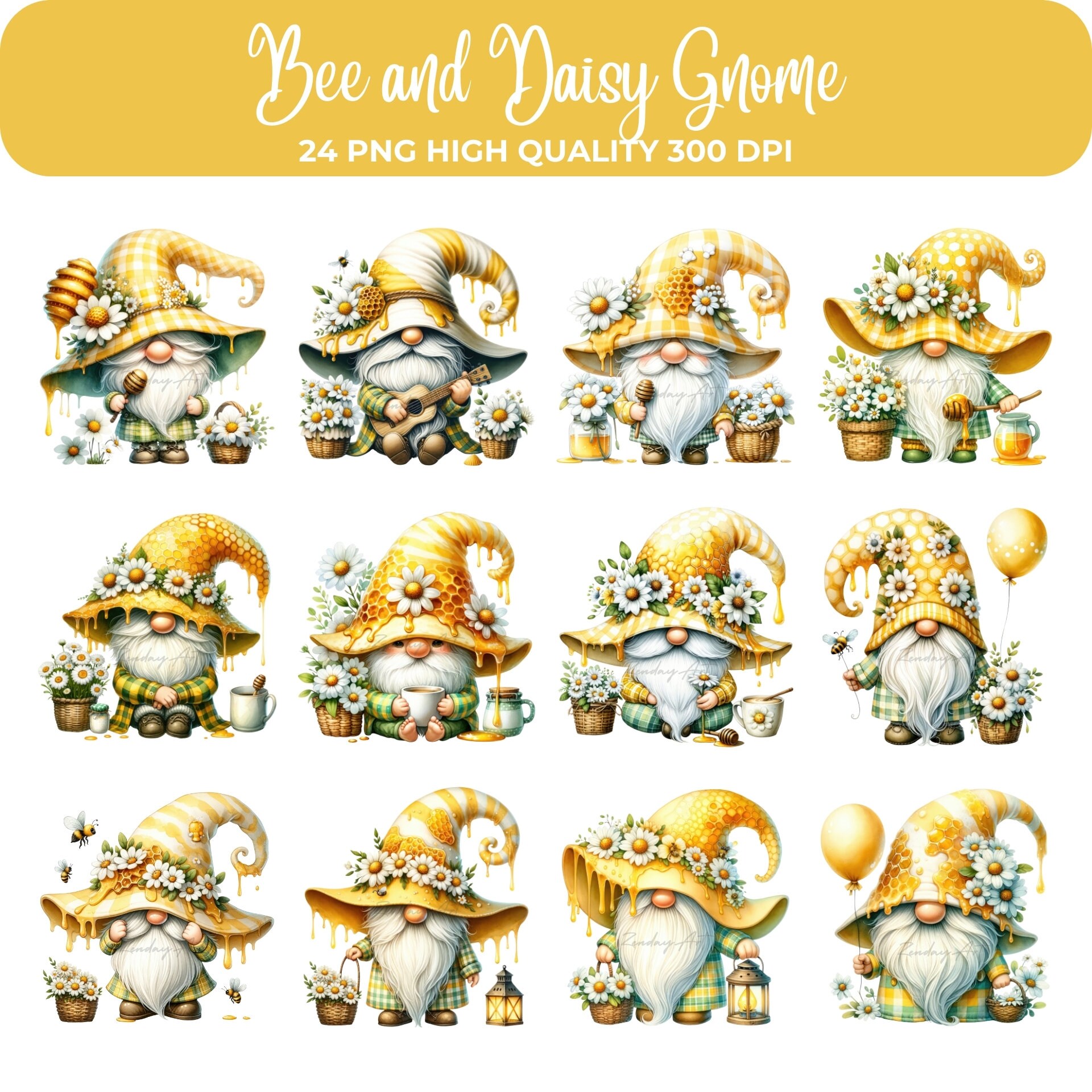 Watercolor Honey Bee Gnomes Clipart, Bee Gnome PNG, Cute Gnome ...