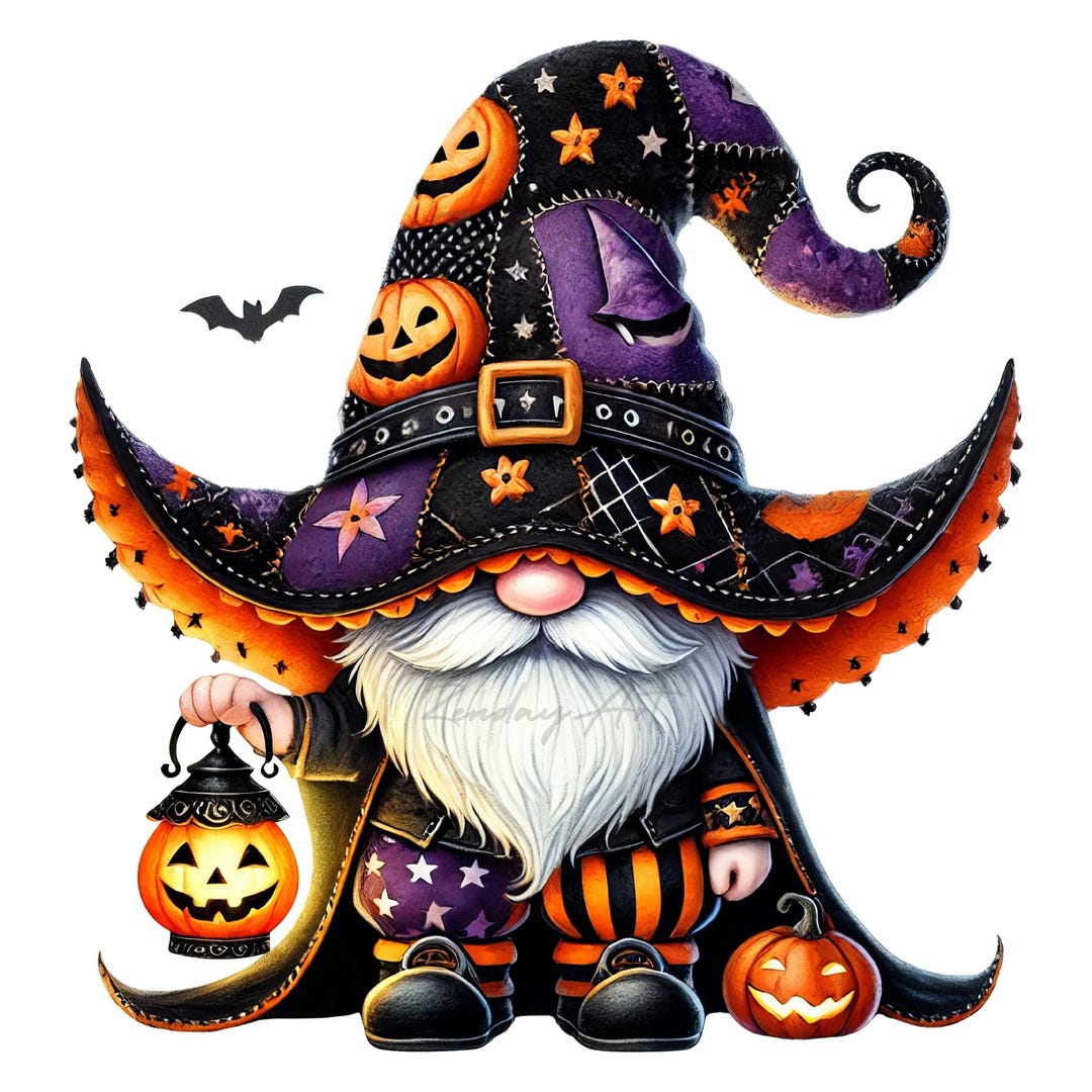 Watercolor Halloween Gnomes Clipart, Halloween Gnomes PNG, Cute Gnome ...