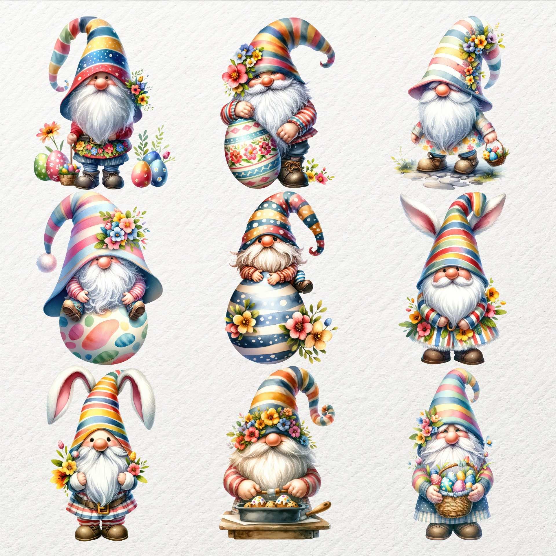 Easter Gnome Clipart Bundle, Garden Clipart, Gnome PNG Graphics, Gnome ...