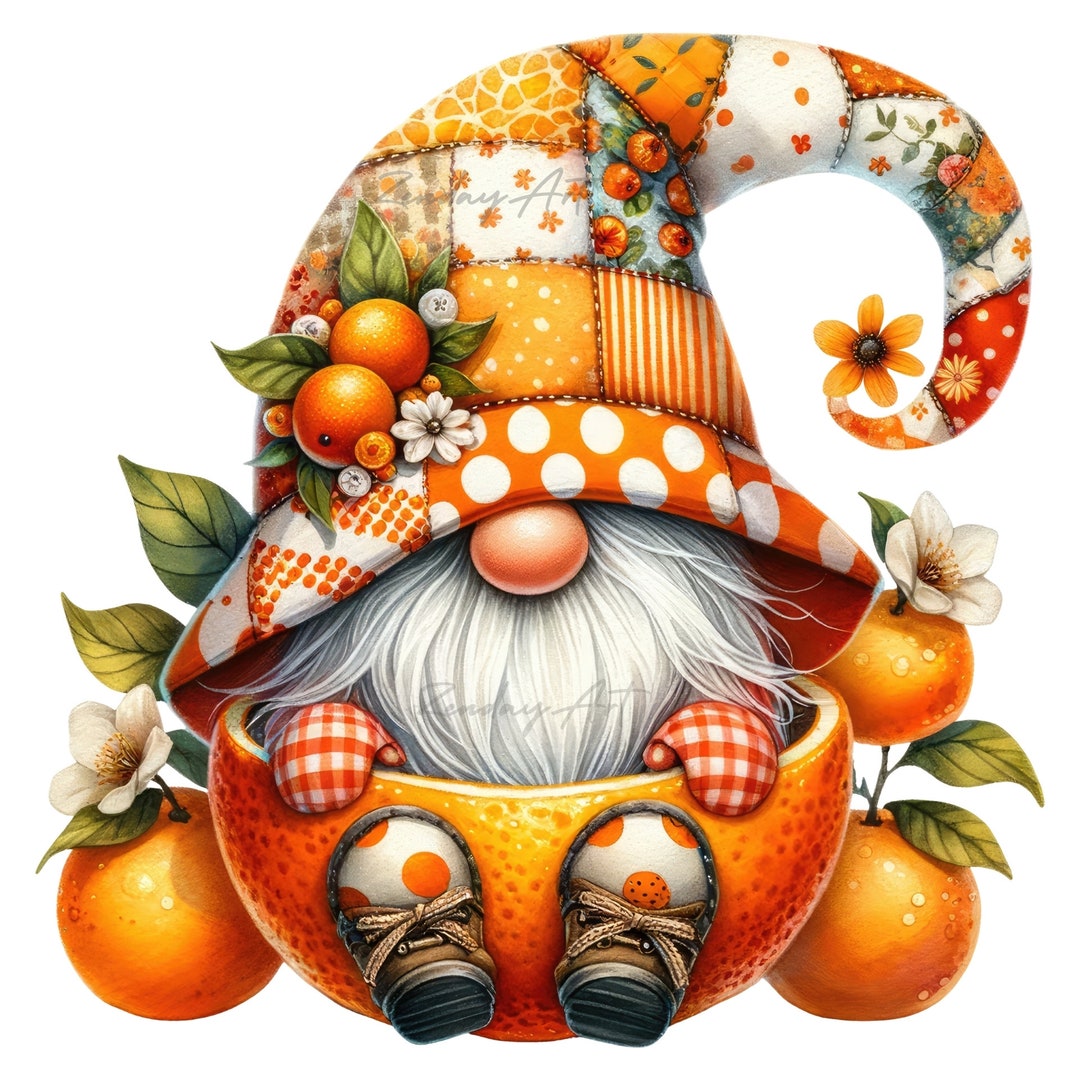 Watercolor Orange Gnome Clipart, Orange Gnome Png, Gnome Sublimation ...
