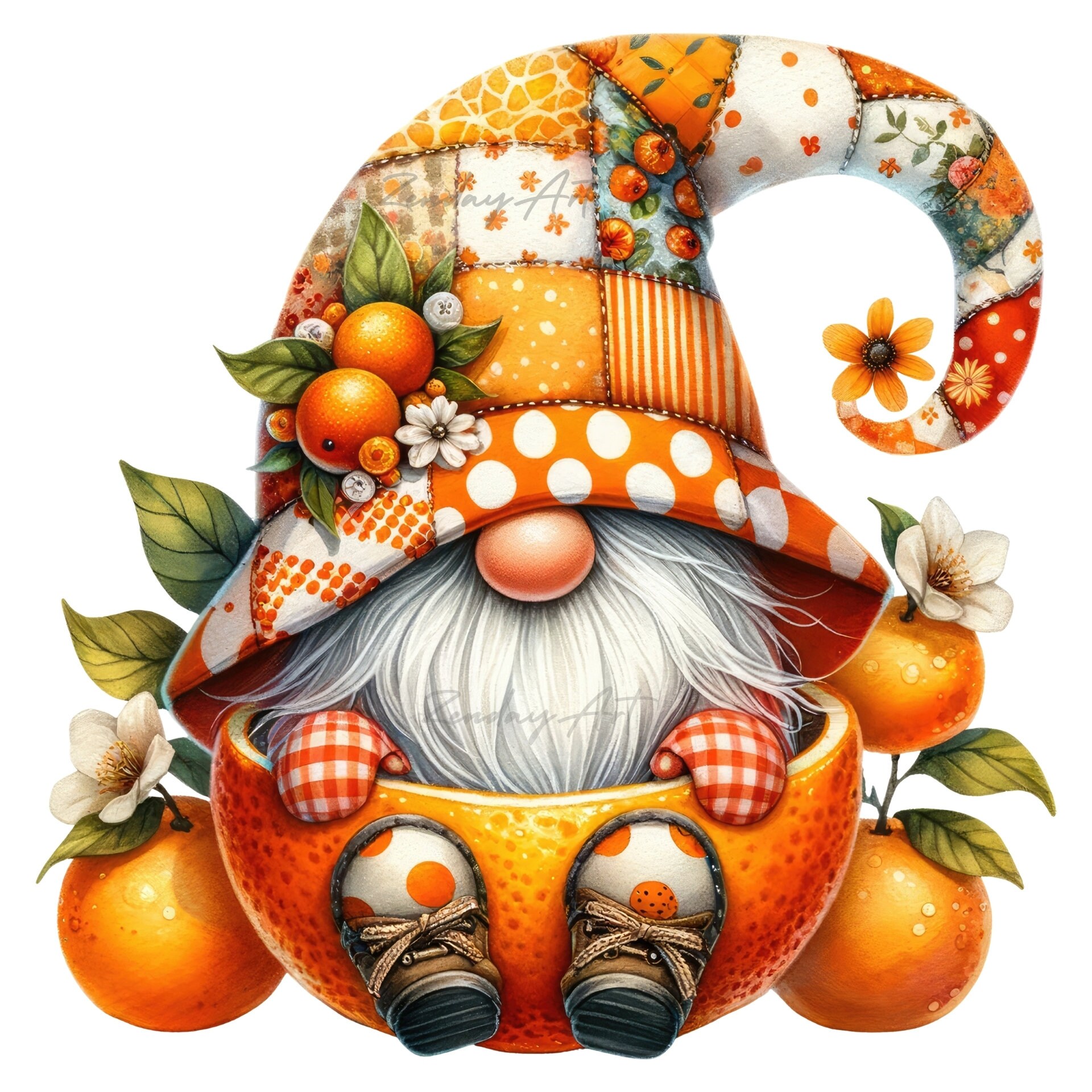 Watercolor Orange Gnome Clipart: Citrus Fruit PNG (digital Download) - Etsy
