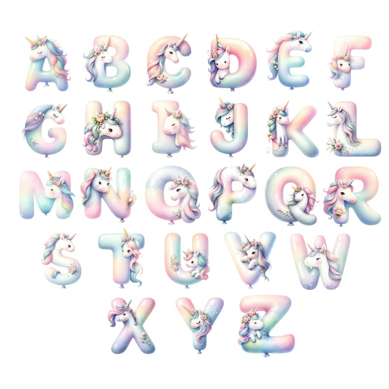 Unicorn Alphabet, Unicorn Letter, Unicorn Number, Unicorn PNG, Unicorn ...