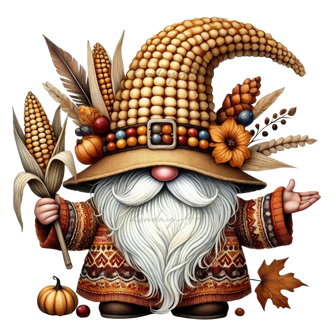 Watercolor Thanksgiving Gnomes Clipart, Thankful Gnomes, Thanksgiving ...