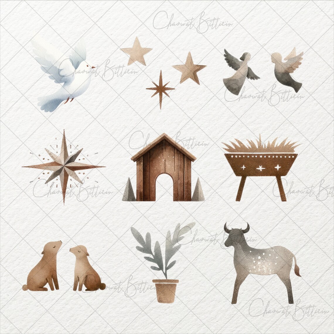 Watercolor Nativity Scenes Clipart, Christmas Nativity Clipart ...