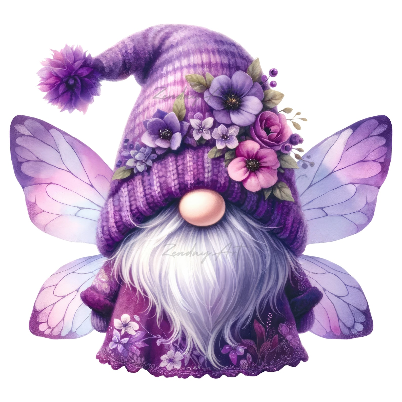 Purple Gnome Clipart, Gnome Clipart, Gnome Png, Watercolor Cute Gnome ...