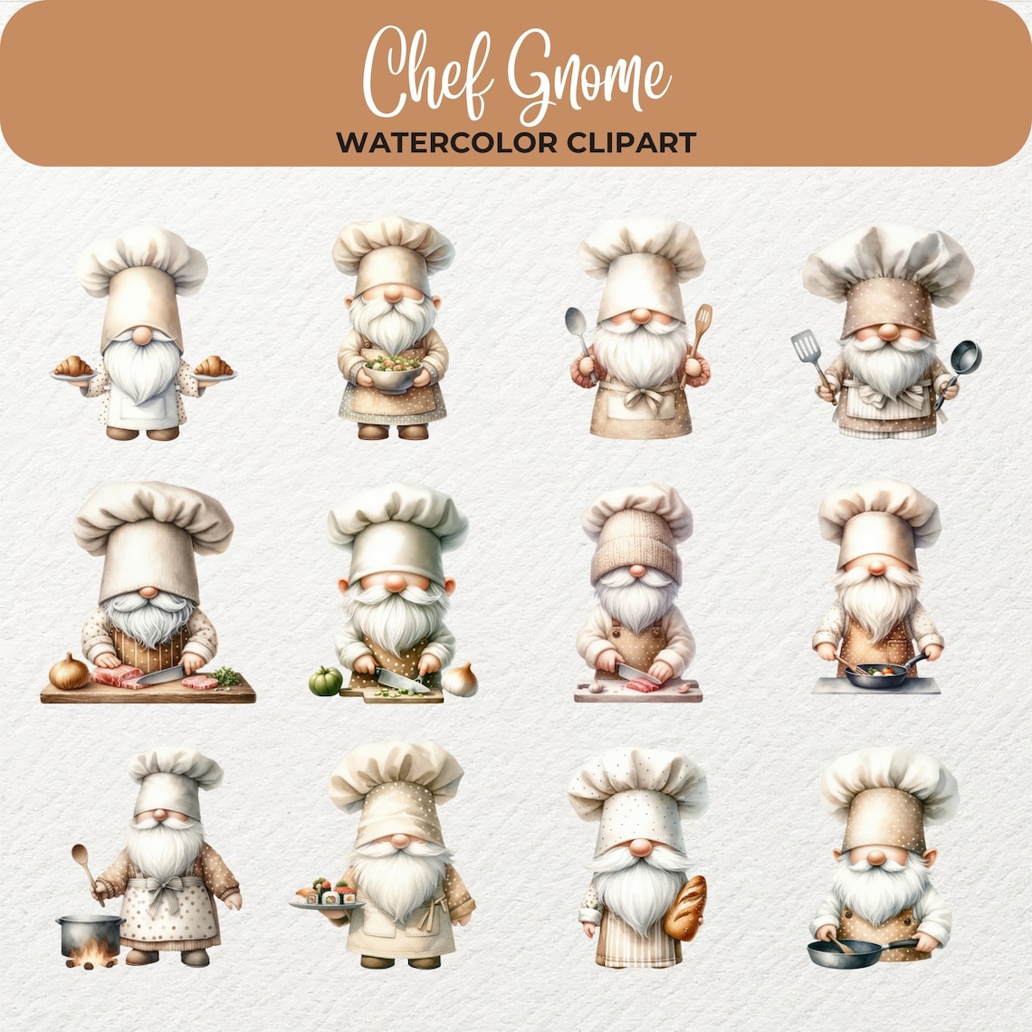 Chef Gnome Clipart Bundle, Gnome Clipart, Cooking Gnome, Gnome PNG ...